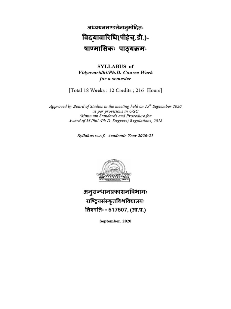 VV Course Work 2020 - Latest | PDF | Thesis | Doctor Of Philosophy