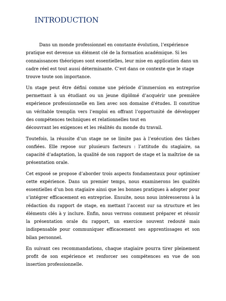 Optimiser son stage : conseils pratiques | PDF | Théorie | Expérience