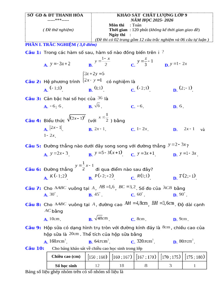 Đề Số 26 - TS10-2526 | PDF