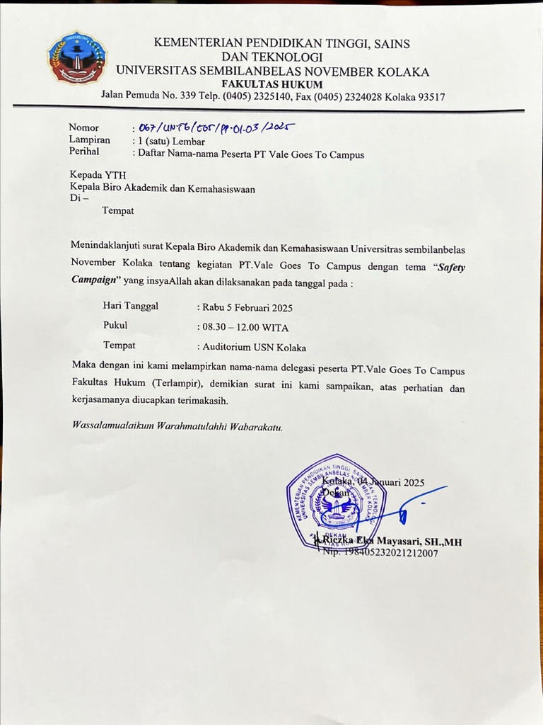 Undangan Peserta PT - Vale Goes To Campus | PDF