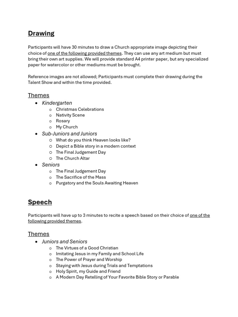 Talent Show Themes and Guidelines | PDF | Jesus | Christian Worship And ...