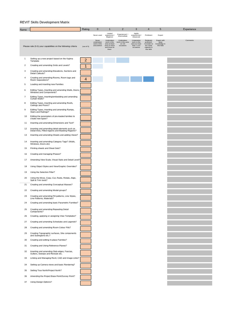 NHP-Revit MEP Skills Matrix | PDF | Autodesk Revit