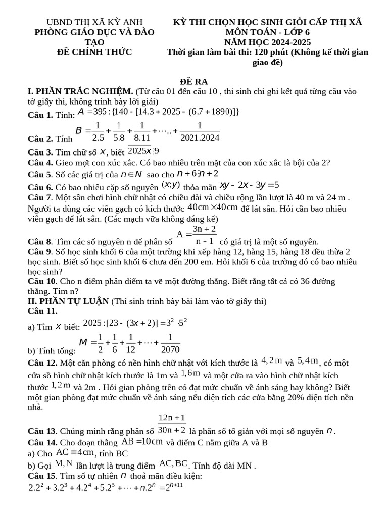 De Thi Hsg Toan 6-7-8 2025 | PDF
