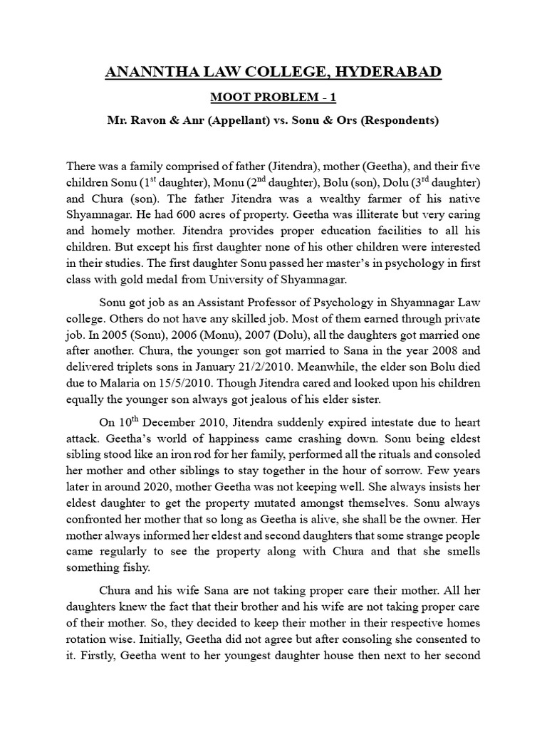 Moot Problem - 1 Civil Case | PDF | Common Law | Justice