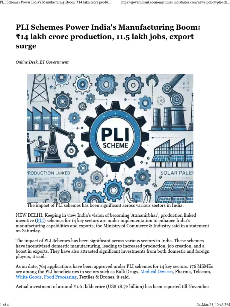 PLI Schemes Power India's Manufacturing Boom_ ₹14 lakh crore production ...