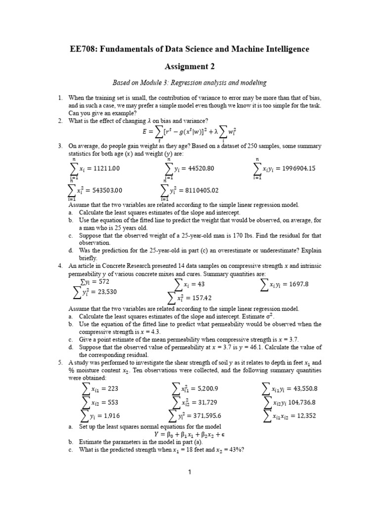 Assignment 2 | PDF | Regression Analysis | Mean Squared Error