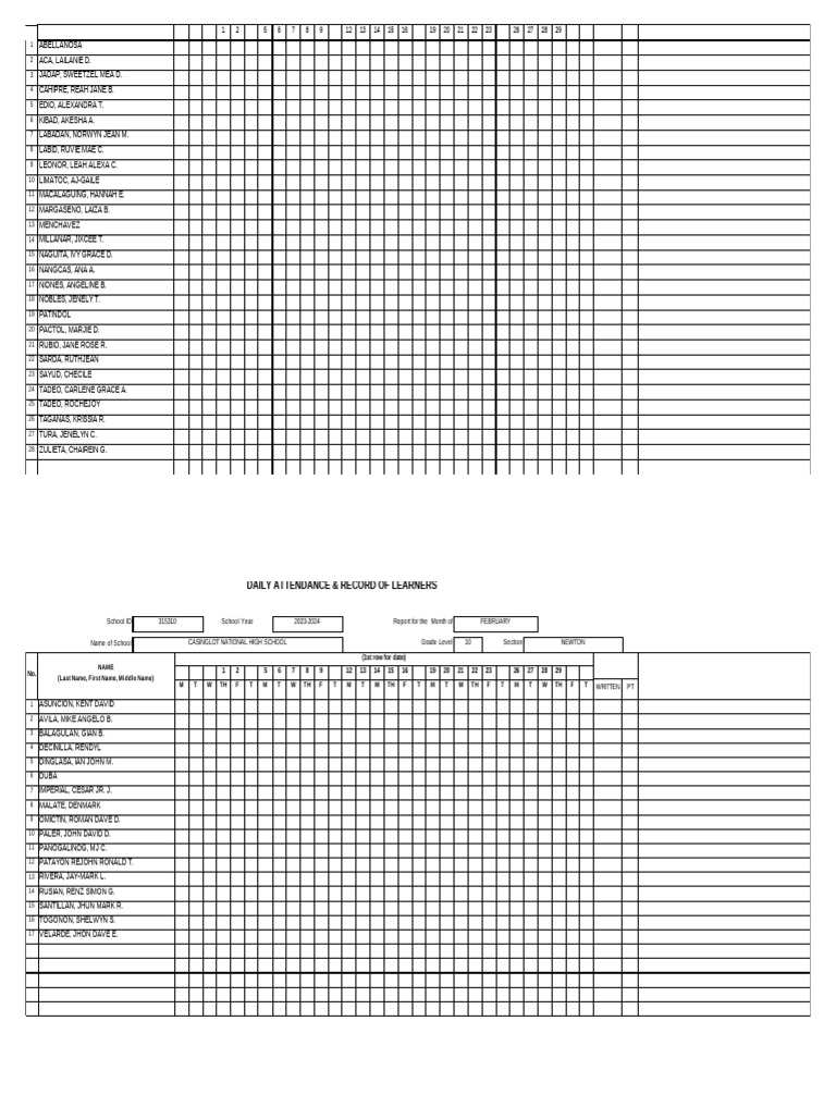 Daily Attendance Report 2023-2024 | PDF