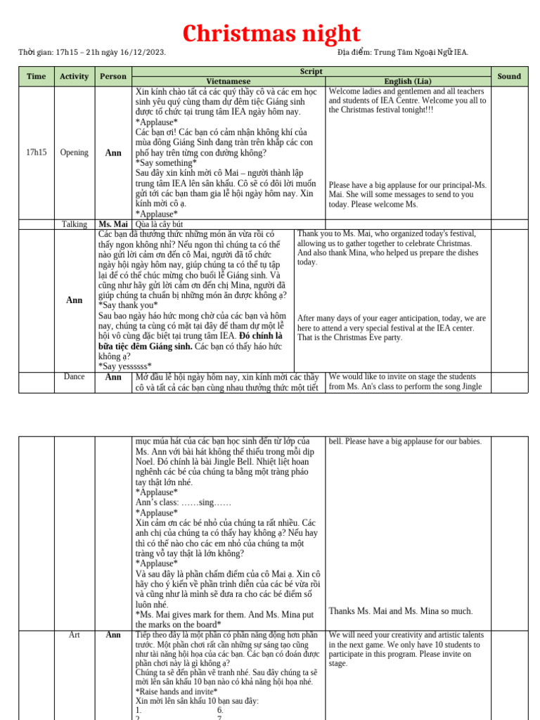 Script MC For Christmas | PDF