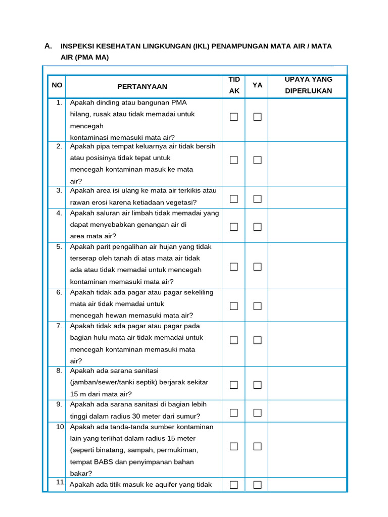 Inspeksi Kesehatan Lingkungan Non Pdam | PDF