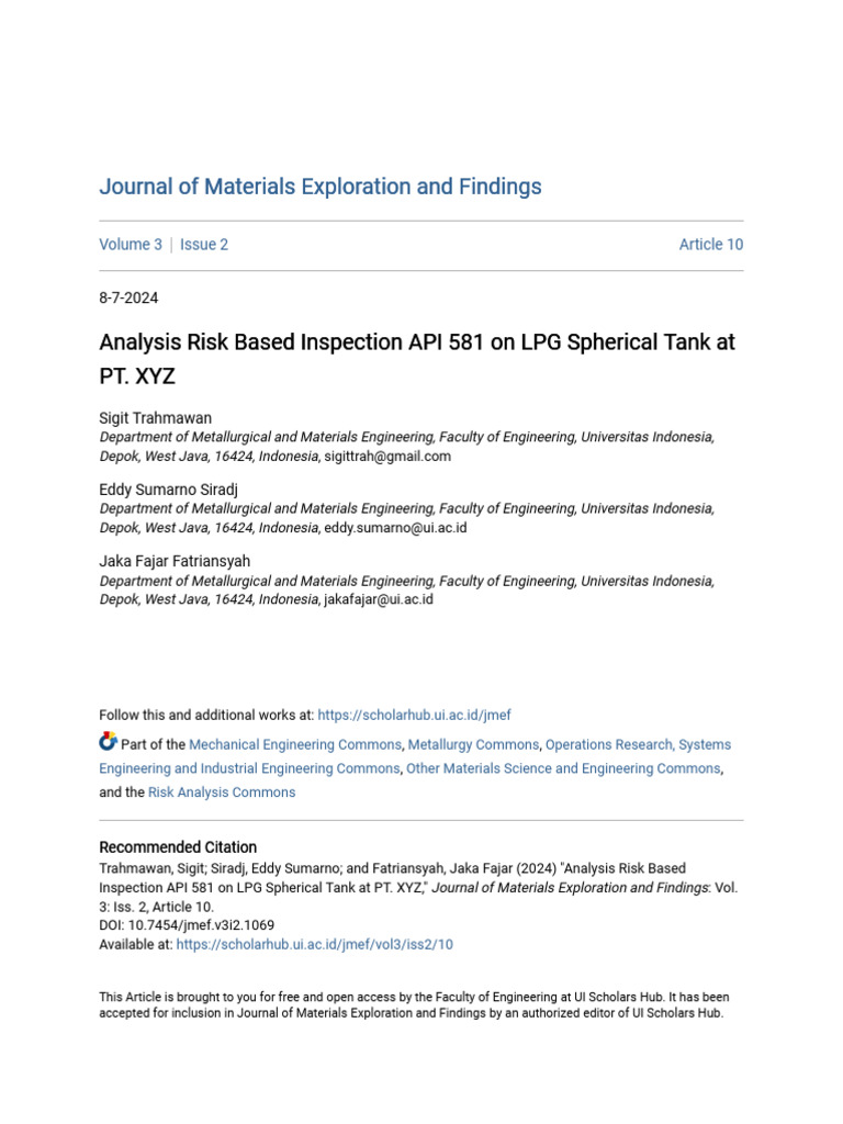 Analysis Risk Based Inspection API 581 On LPG Spherical Tank at P | PDF ...