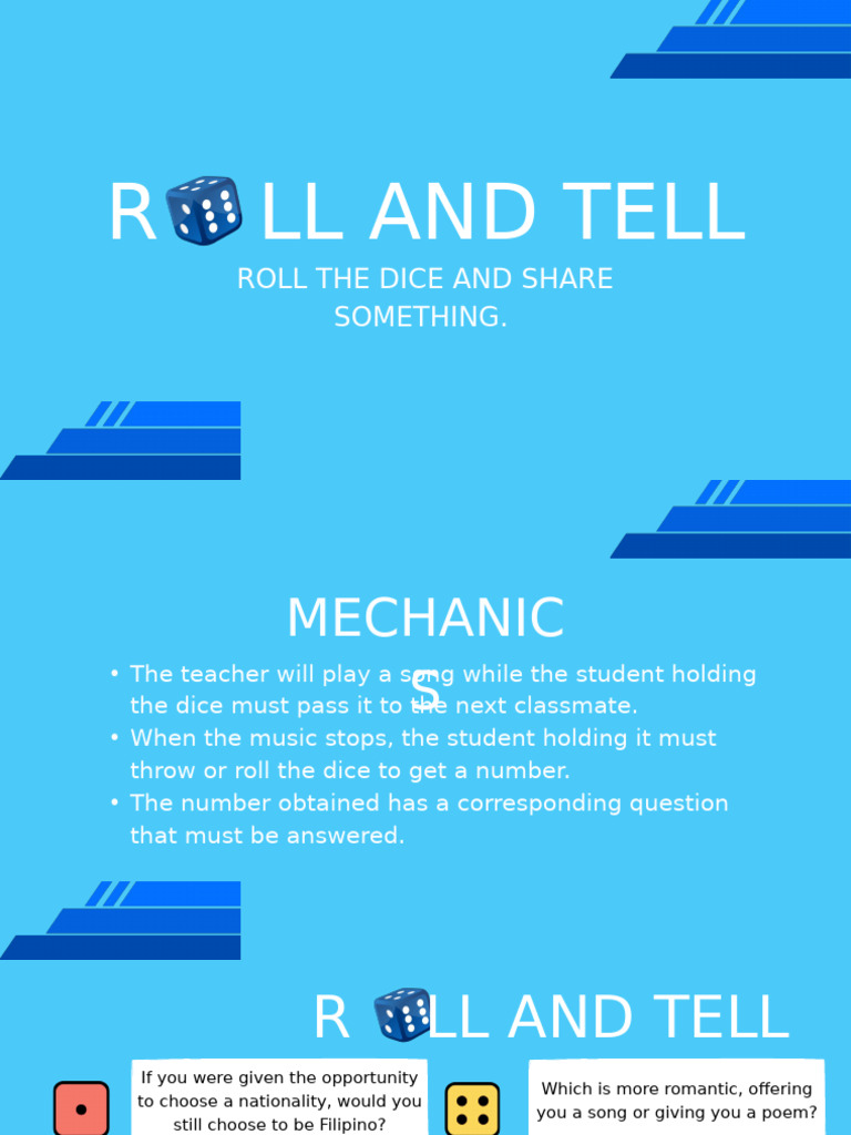 Roll and Tell Dice Game PPT Template | PDF