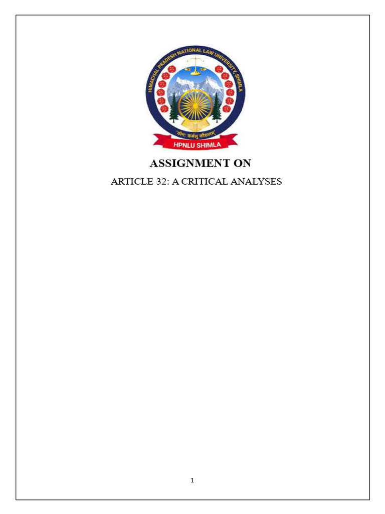 Consitutional Law Assignment 4rth Sem | PDF | Habeas Corpus | Certiorari