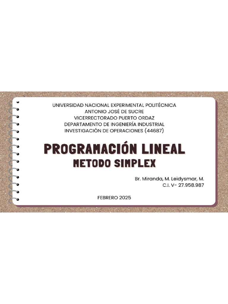 Metodo Simplex Ej2 - MIRANDA LEIDYSMAR (2) | PDF