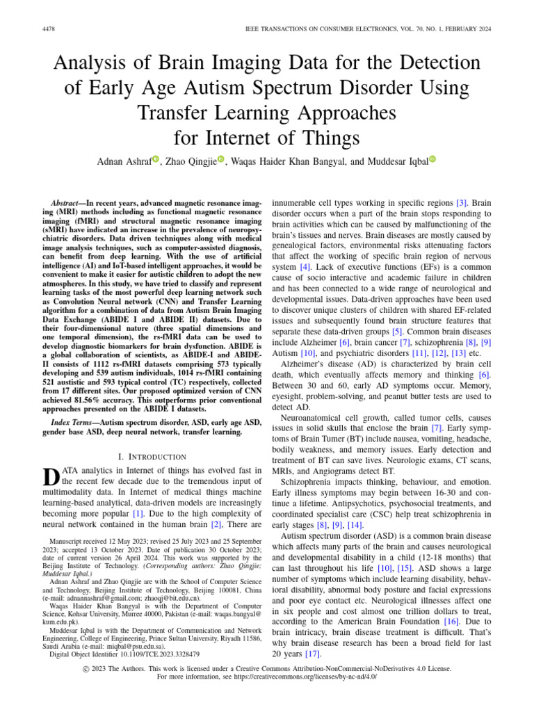 Analysis of Brain Imaging Data For The Detection of Early Age Autism Spectrum Disorder Using ...
