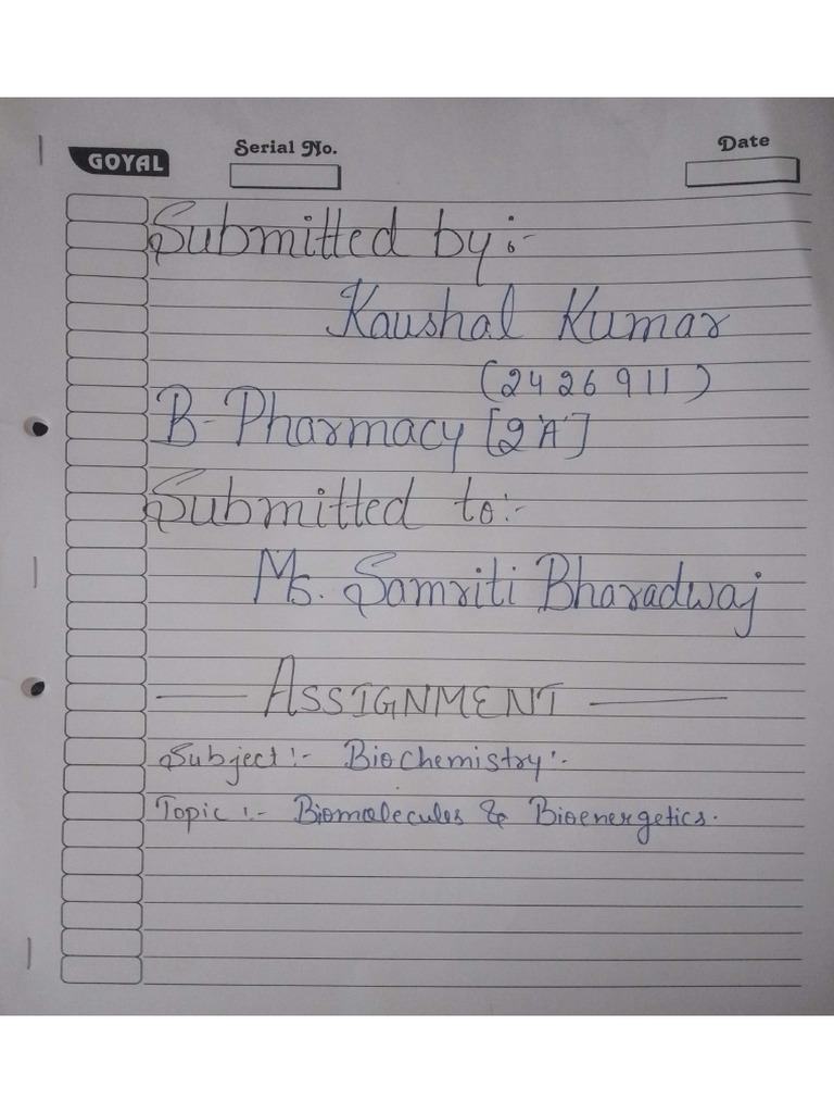 Assignment Biochemistry Kaushal 2A | PDF