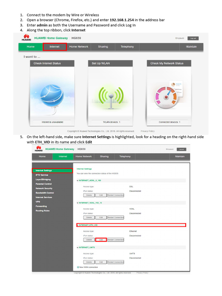 Spark Huawei HG659b DHCP Settings | PDF