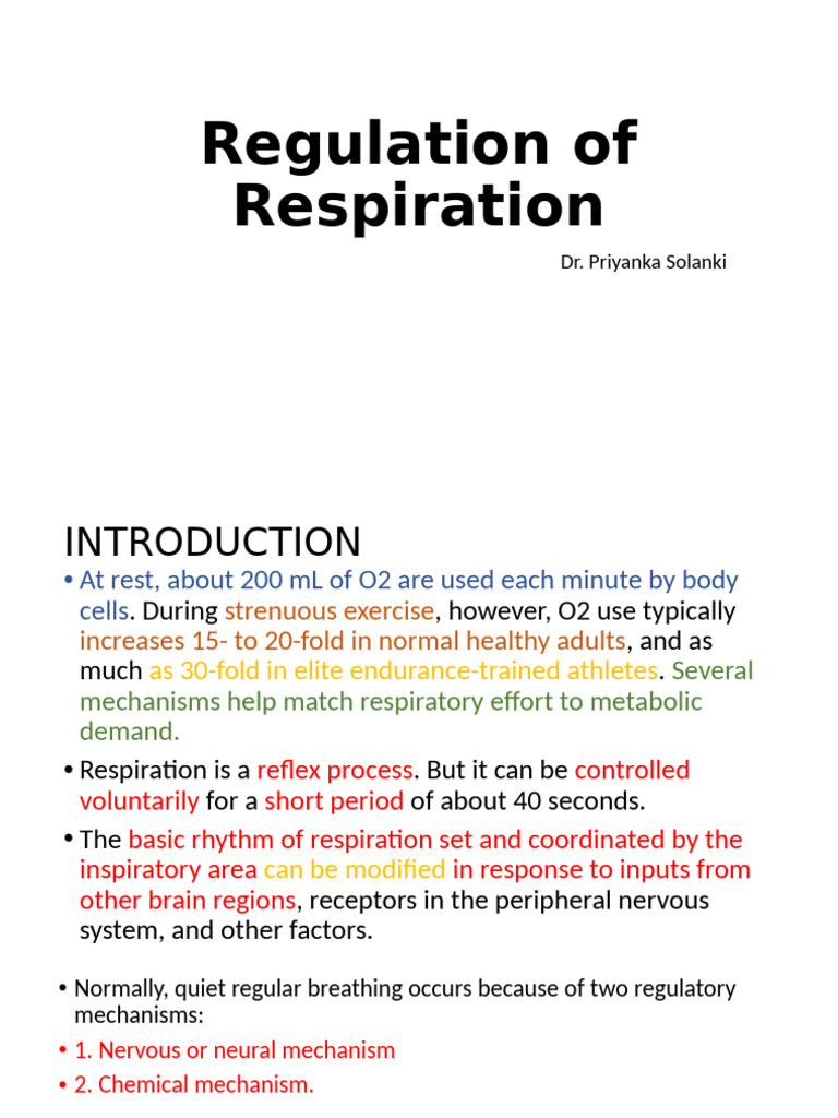 Regulation of Respiration | PDF | Exhalation | Respiration