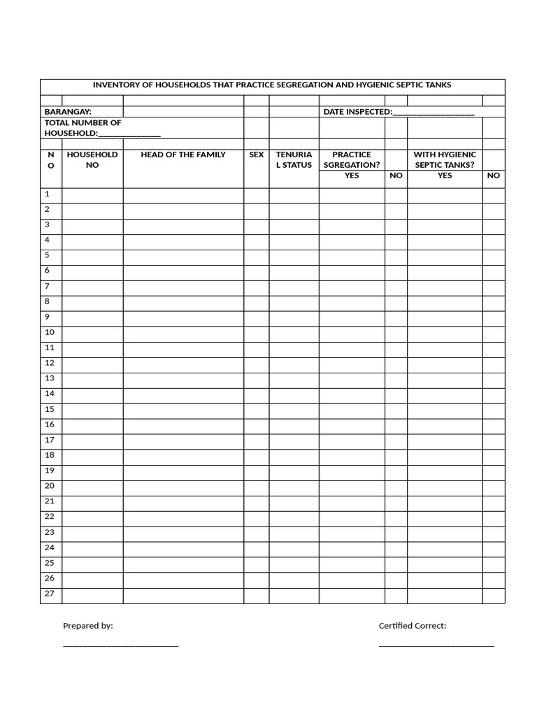 Segregation & Septics Survey Form | PDF
