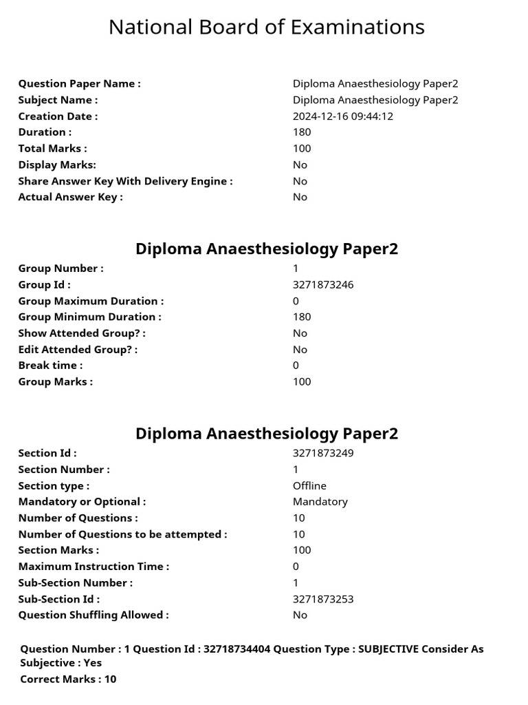 Diploma Anaesthesiology Paper2 | PDF | Anesthesia | Complication (Medicine)