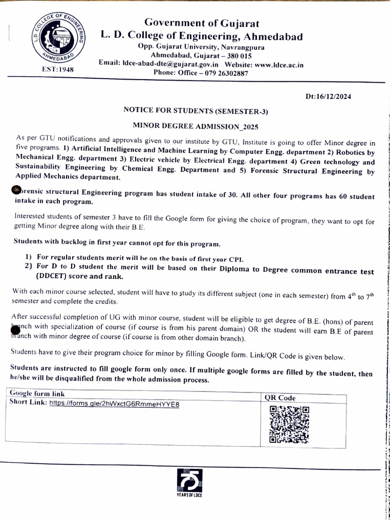 Notice Minor Degree 2025 (1) | PDF | Academic Discipline Interactions | Mechanical Engineering