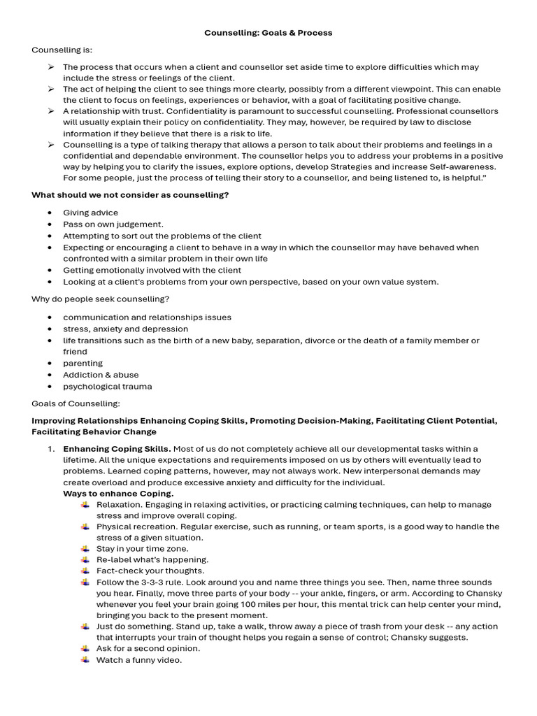 Goal Setting in Counseling Process | PDF | Goal Setting | Psychotherapy