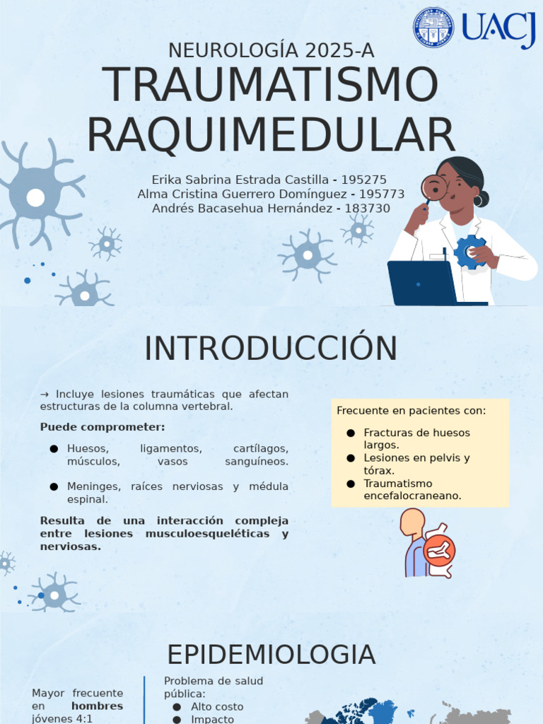 Traumatismo Raquimedular: Epidemiología y Manejo | PDF | Médula espinal ...