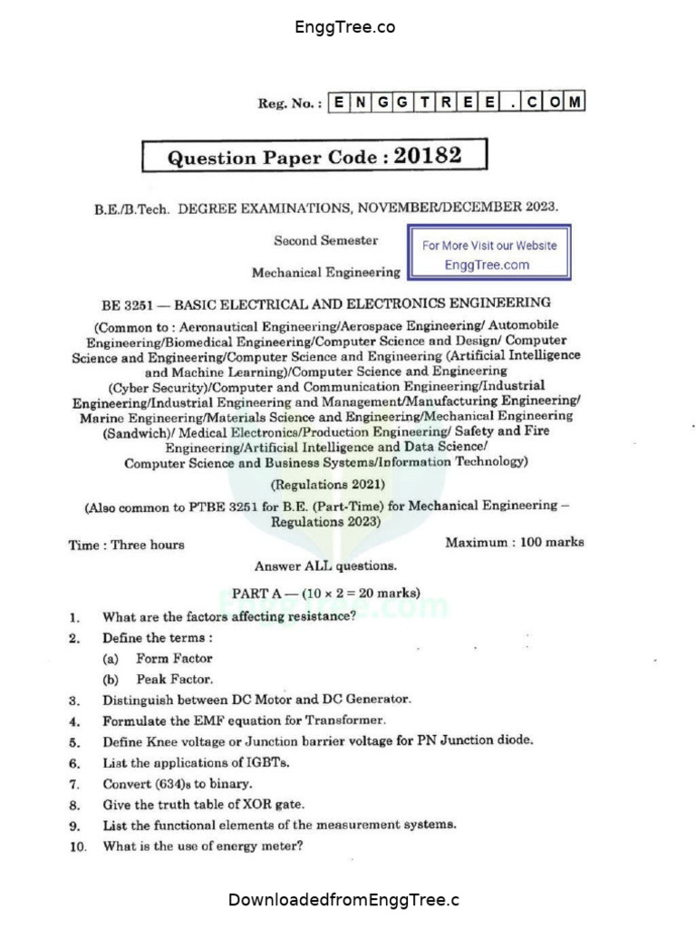 BE3251-BEEE QUS PAPER 4 Word CSC | PDF