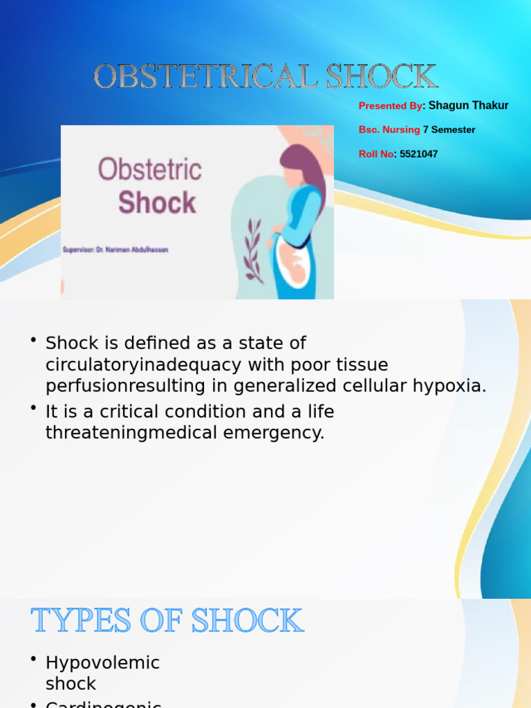 Obstetrical Shock .. | PDF | Shock (Circulatory) | Sepsis