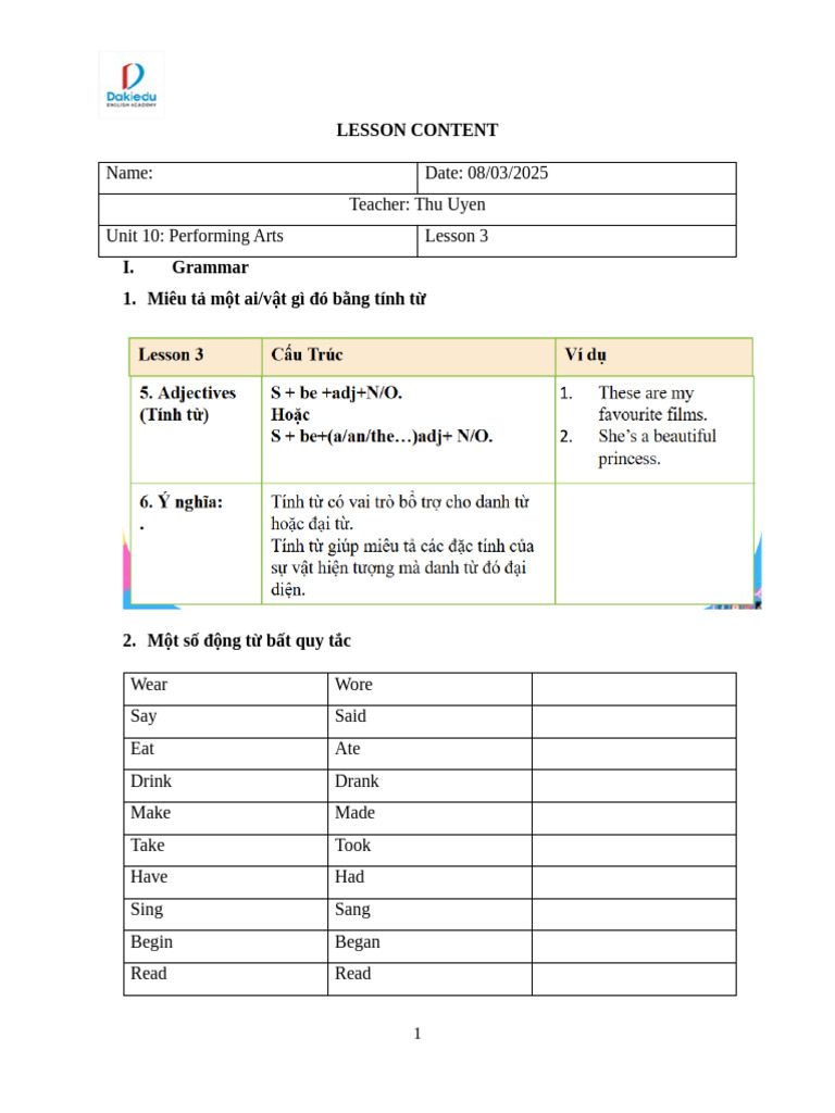 08.03 unit 10 lesson 3 | PDF