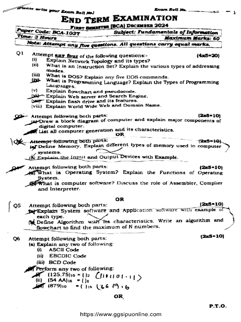 Bca 1 Sem Fundamentals of Information Bca 103t Dec 2024 | PDF