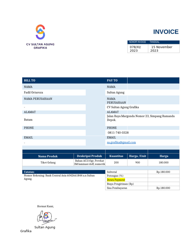 INVOICE Tiket Gelang | PDF