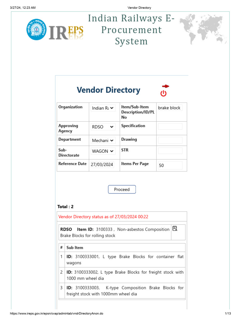 Brake Block Vendor Directory 2024 | PDF | Rail Transport | Transport
