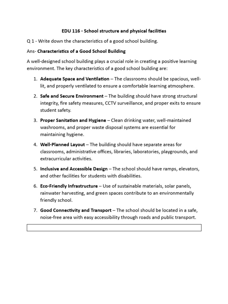 EDU 116 - School Structure and Physical Facilities - 250325 - 113312 ...