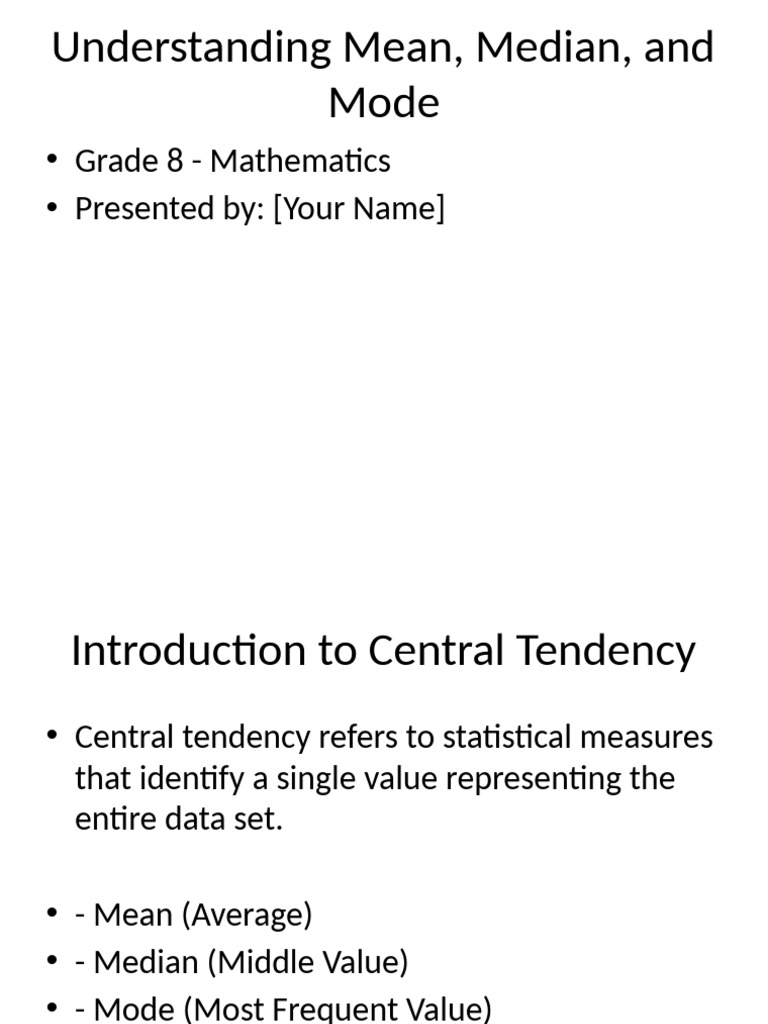 Mean Median Mode Presentation | PDF
