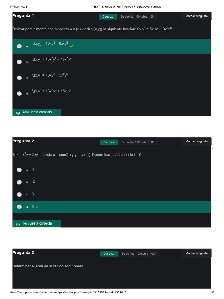 TEST - 3 - Calculo | PDF