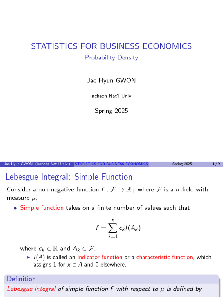 PRST Lec05 Pdfweek4 | PDF | Measure (Mathematics) | Integral