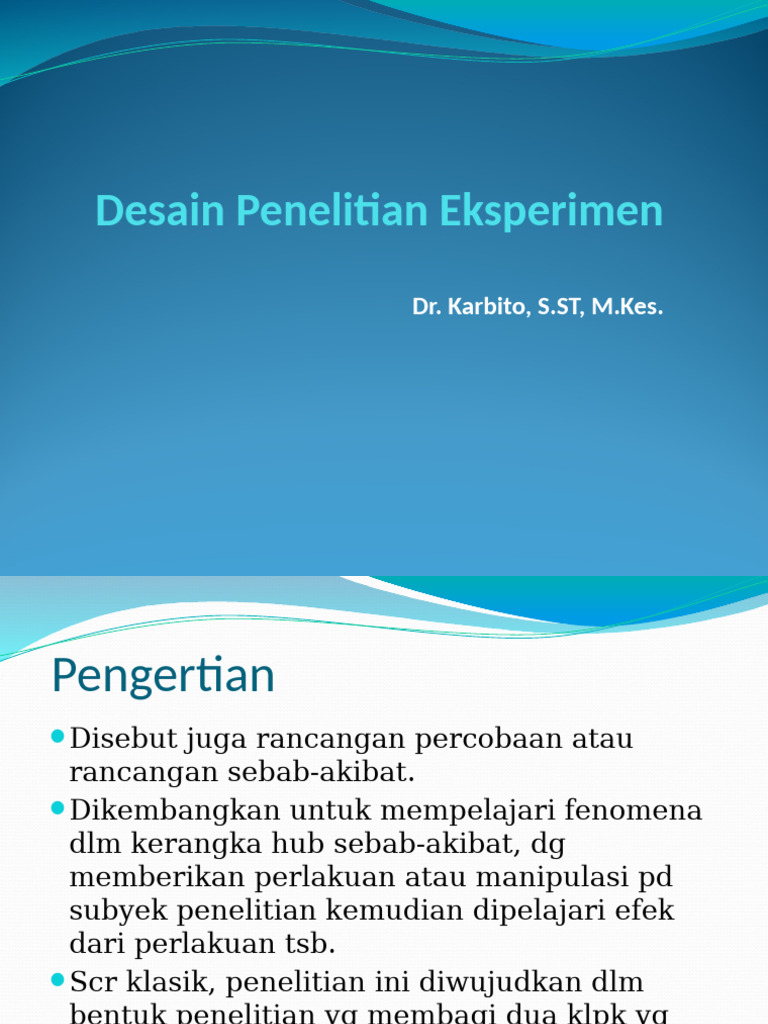 Desain Studi Eksperiment (Oke) | PDF