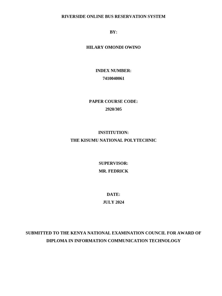 Riverside Online Bus Reservation System | PDF | Databases | Methodology