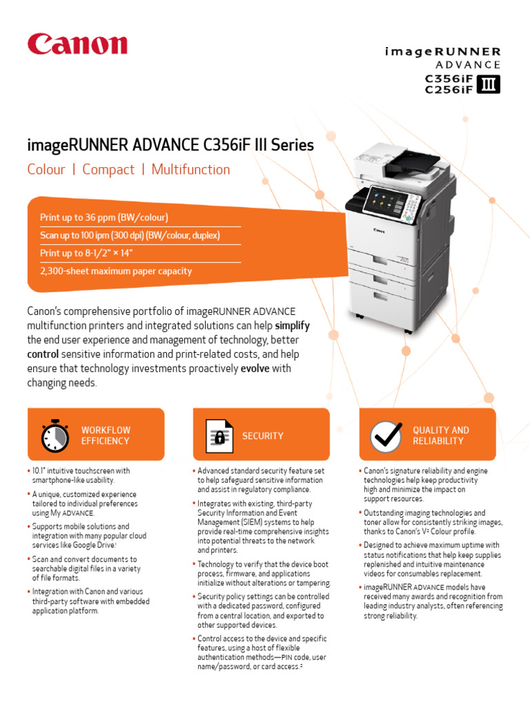 Ir ADV C356iF III Data Sheet EN | PDF | Printer (Computing) | Fax