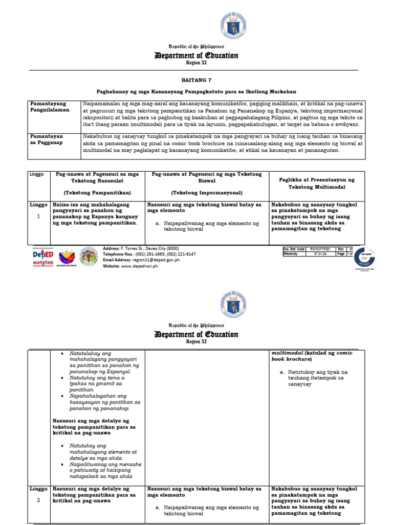 Filipino G7 Q3-W1-W82 | PDF