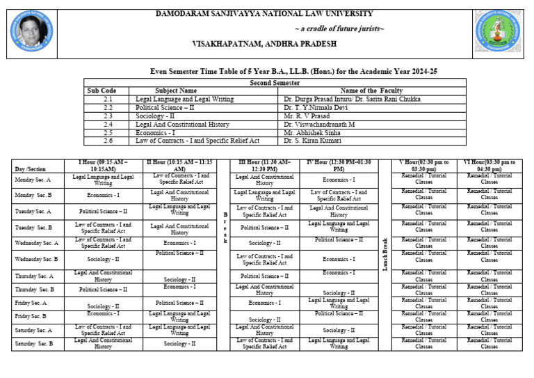Time Table Even Semester 2024-25 PDF | PDF | Justice | Crime & Violence