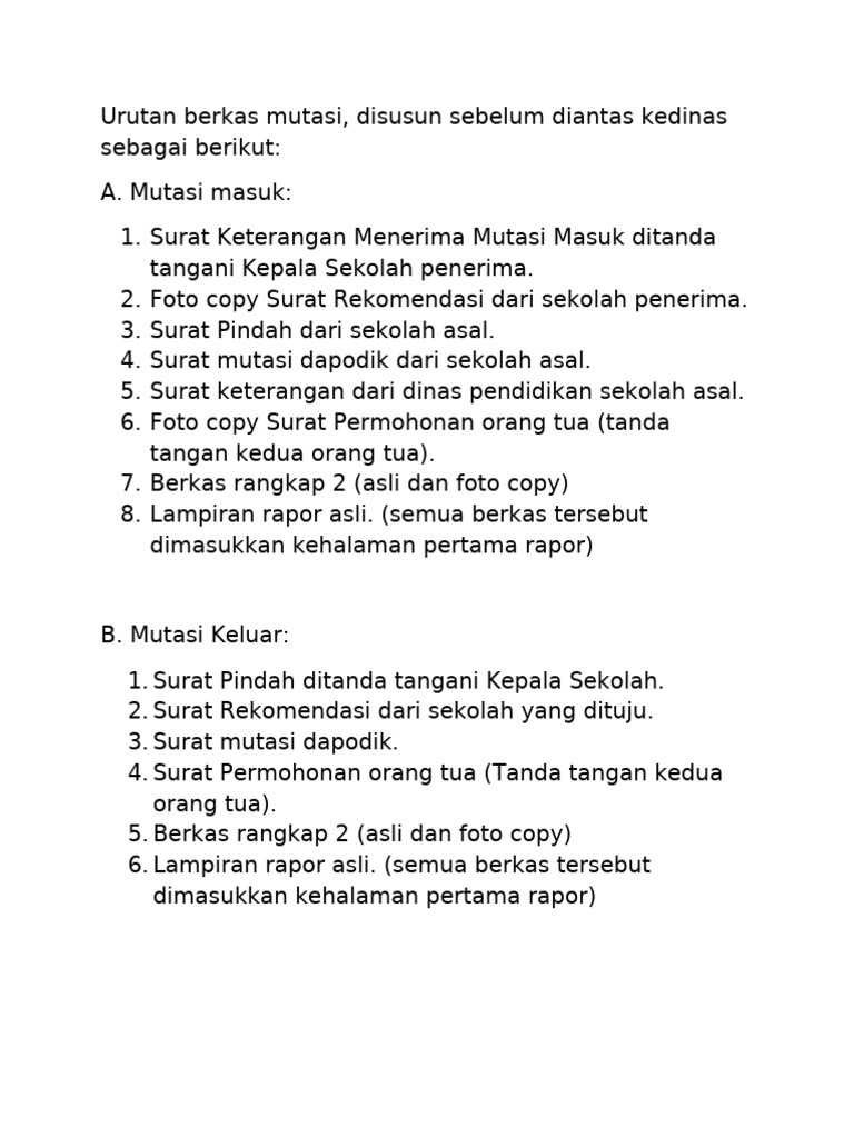 Urutan berkas mutasi | PDF