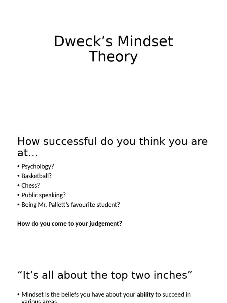 4 Dweck's Mindset Theory | PDF | Mindset | Cognition