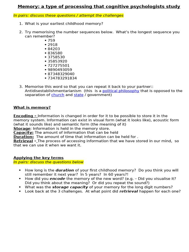 1) Memory Intro | PDF