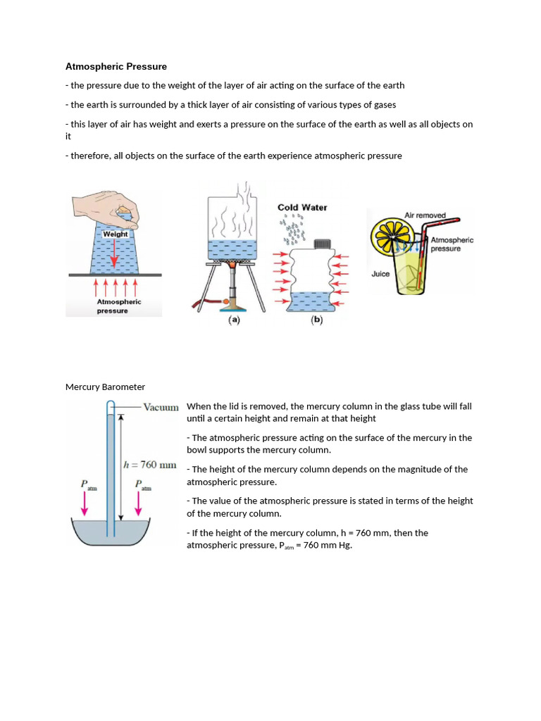 2.2 Atmospheric Pressure | PDF | Pressure | Pascal (Unit)