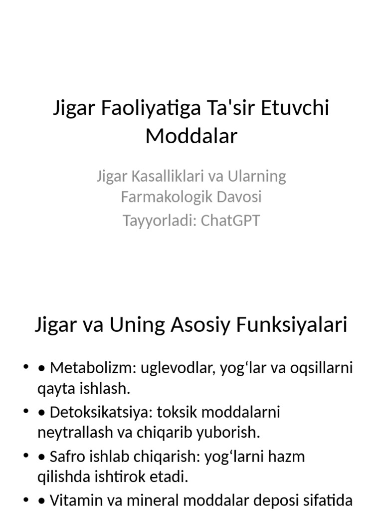 Jigar Faoliyati To'liq | PDF