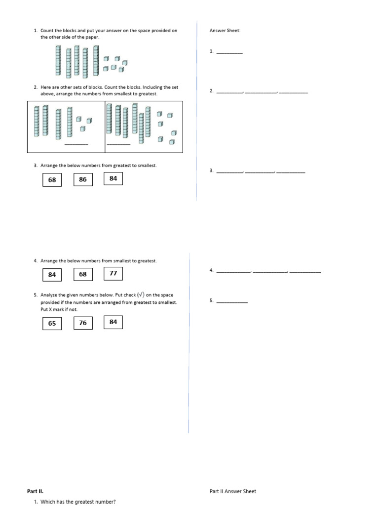 Grade 1 Reviewer for Comparing Numbers | PDF