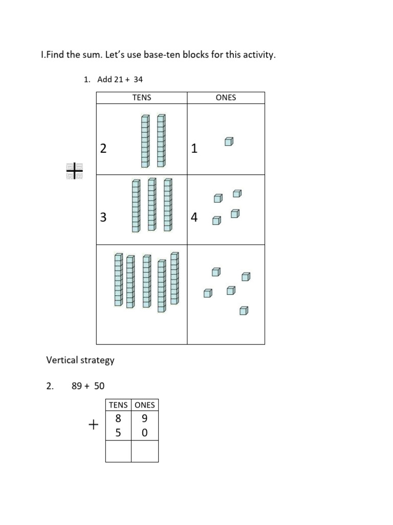 Gr1 Base Ten & Vertical Strategy | PDF
