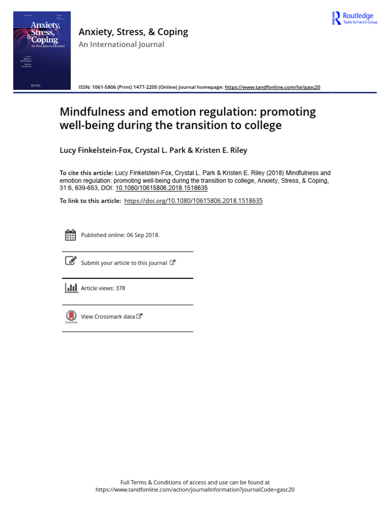Mindfulness and Emotion Regulation in College | PDF | Mindfulness ...