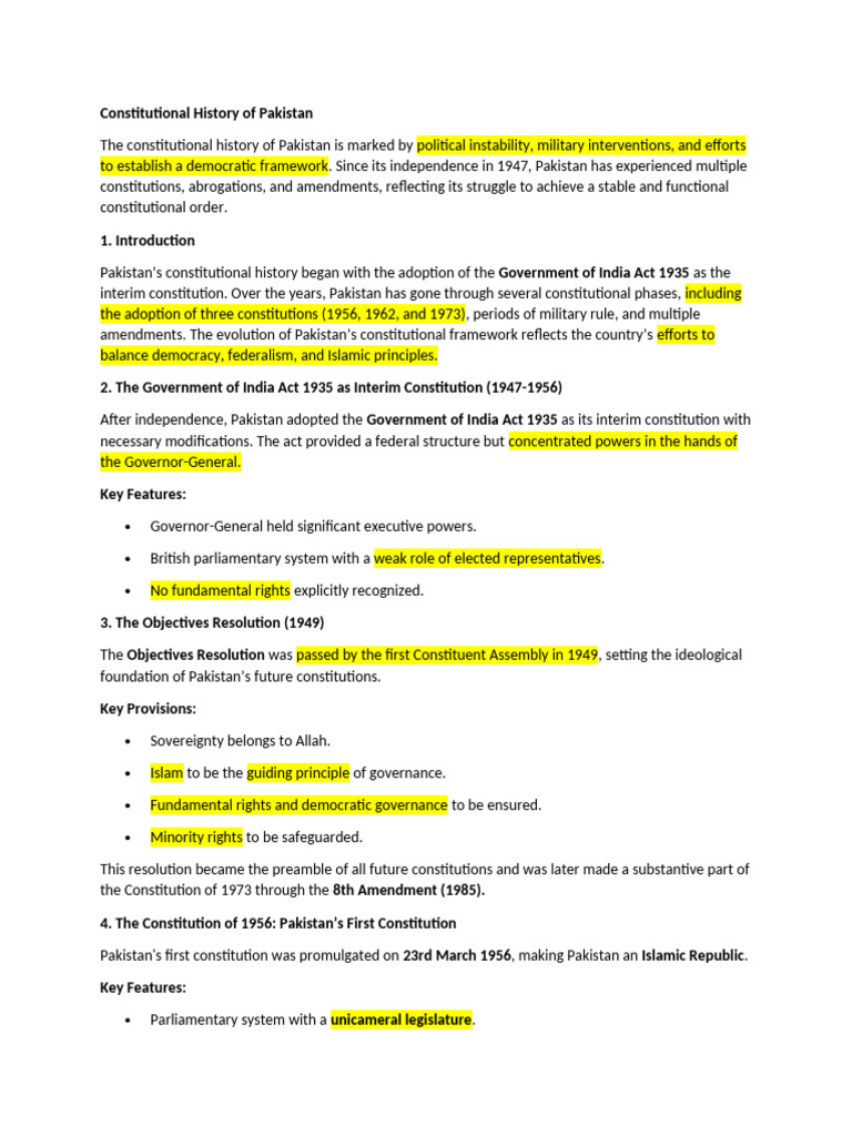 Pakistan's Constitutional Evolution Explained | PDF | Governance | Justice